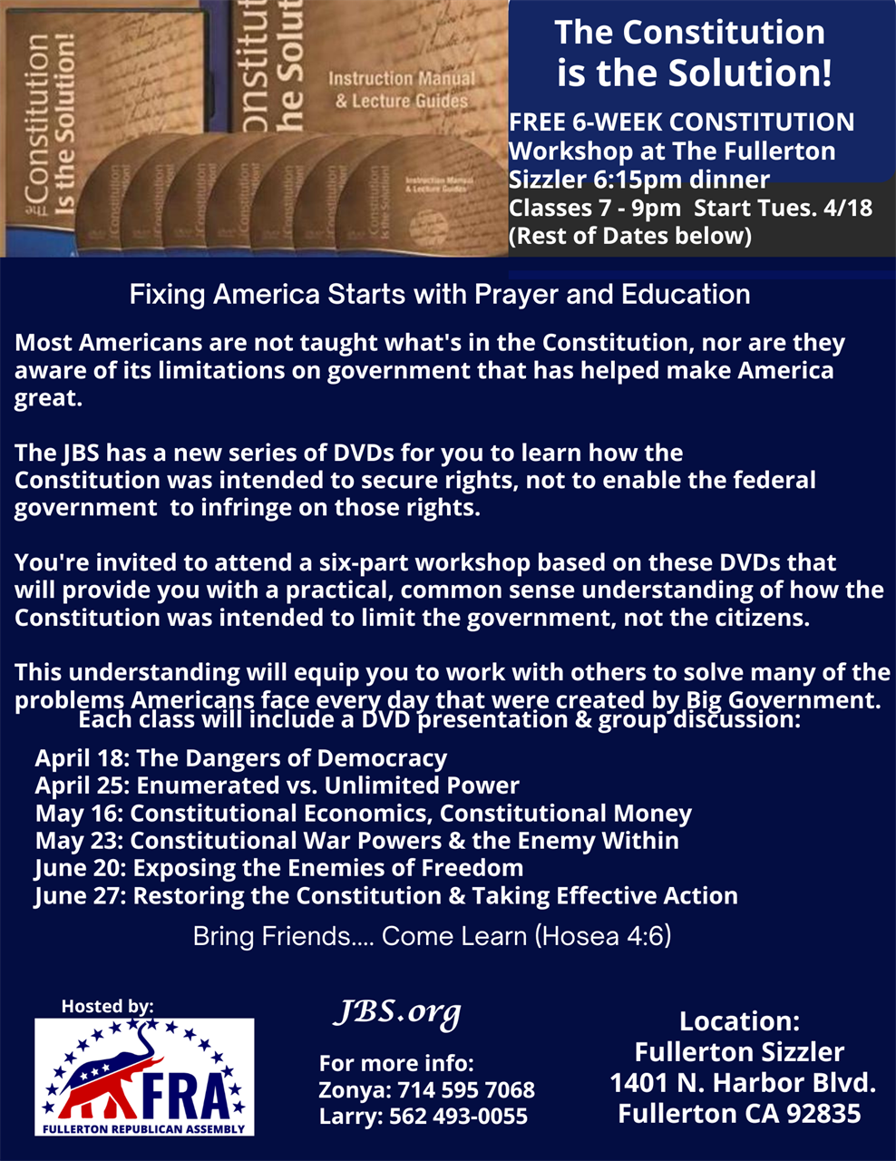 FREE Six Week Constitution Training Classes - California Republican ...